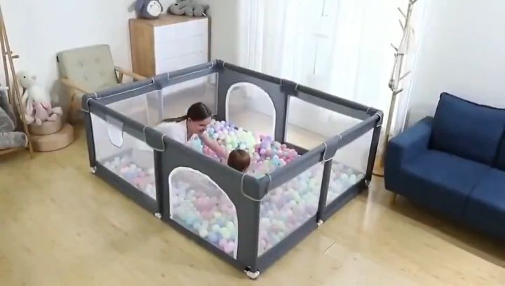 HiBabe Playpen For Baby Indoor Breathable Mesh Foldable Playground Kids ...