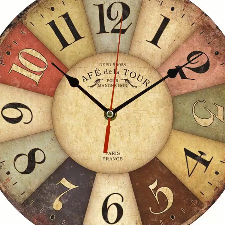 European Creative wooden wall clock 30cm (12 inch) Vintage Retro Style ...