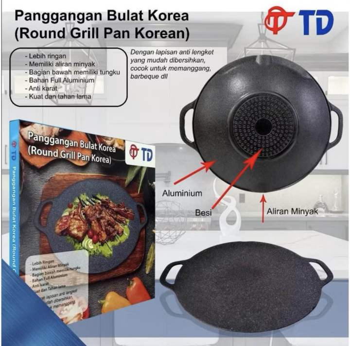 WAJAN ( BAJA + ALUMUNIUM ) Wajan Konduksi Korea 34 cm Free Box Original ...