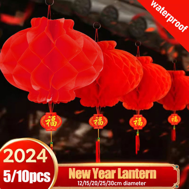 YESPERY 2/5/10PCS Red Lanterns New Year Decorations Spring Festival ...