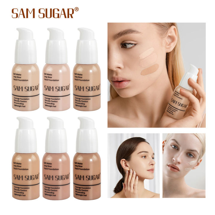 SAM SUGAR 6Color Concealer Liquid Foundation Long Lasting Oil Control ...