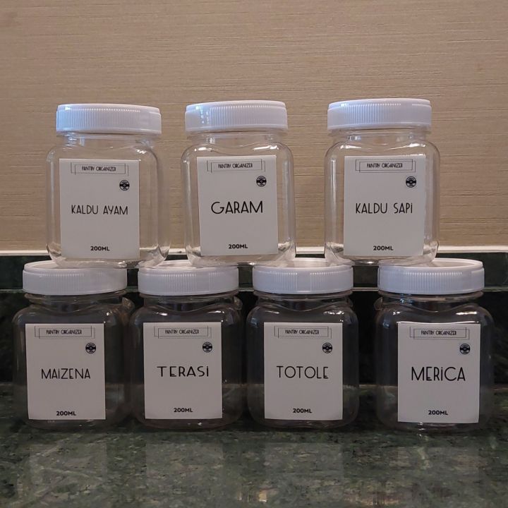 tempat bumbu 200ml jar minimalist pantry organizer set wadah garam ...