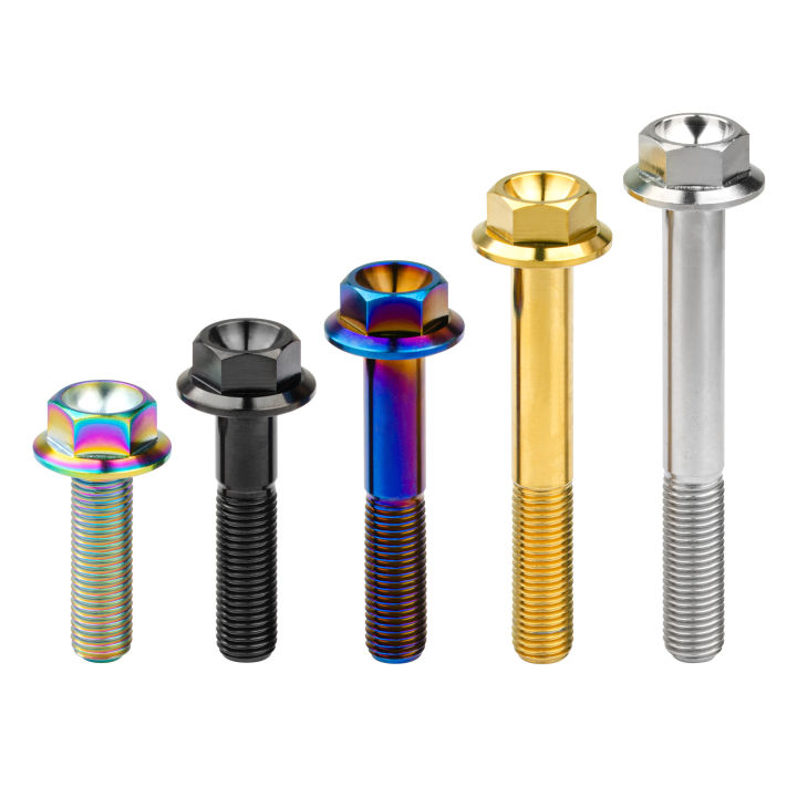 Wanyifa Titanium Bolt M10 x 25 30 35 40 45 50 55 60 65 70 75 80 100mm Pitch 1.25 Hex Head Flange ...