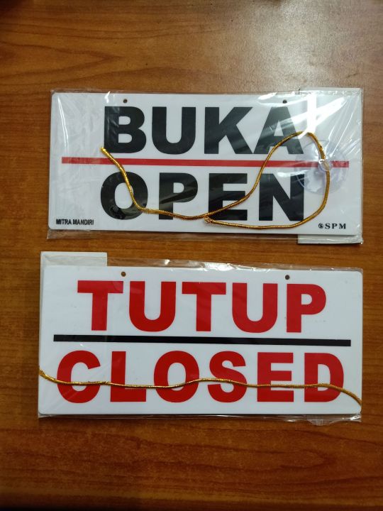 LABEL TANDA SIGN HOLDER BUKA TUTUP MODEL GANTUNG TEMPEL KACA | Lazada ...