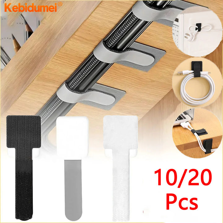 (local delivery) Kebidumei 20Pcs Reusable Cable Organizer Desk Wire ...