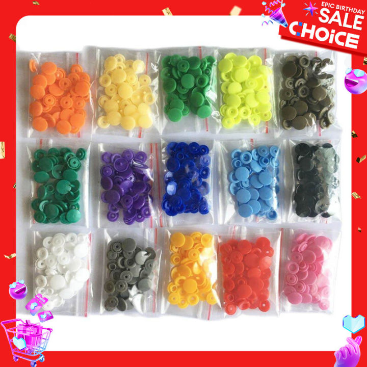 50 Sets Round Snaps Buttons For Bib T5 Plastic Press Button Fastener ...