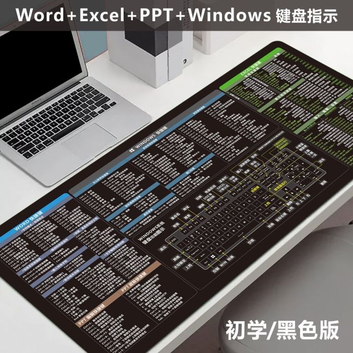 Extra Large Office CAD Mousepad with Common Shortcut Keys for WPS Word Excel PS PR CDR Non-Slip ...