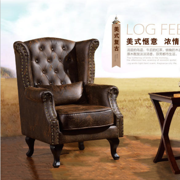 American Style Country Leather Fabric Sofa Combination Retro ...