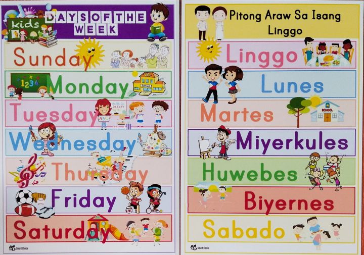 Laminated Educational Days of the Week and 7 Araw sa isang Linggo A4 ...