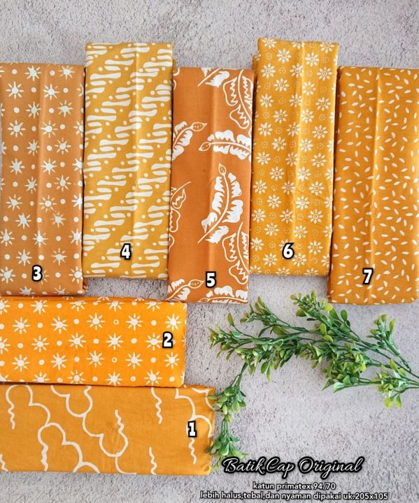 kain batik cap motif garutan warna kuning series batik Pekalongan ...