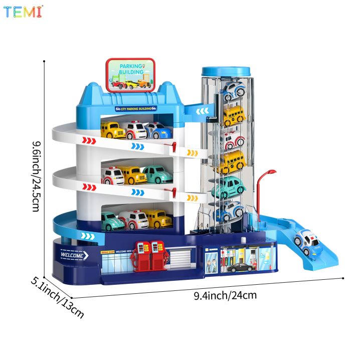 TEMI Adventure Car Track Parking Race Rail Track 4 Car Toy City Rescue ...