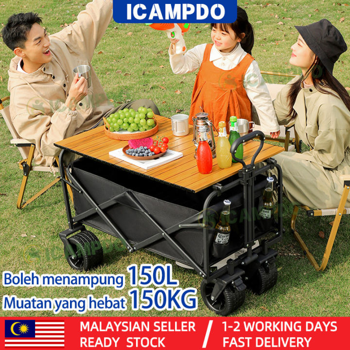 ICAMPDO 150l Outdoor Trolley Wagon Large Foldable Portable Lightweight ...