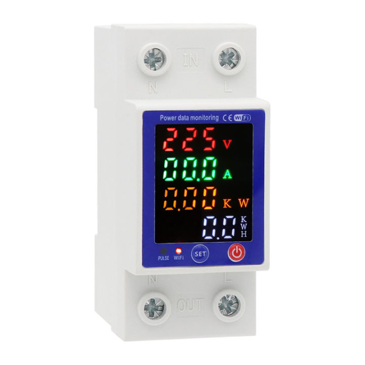 Tuya WiFi Smart Energy Meter Multifunctional Protector Color Display ...