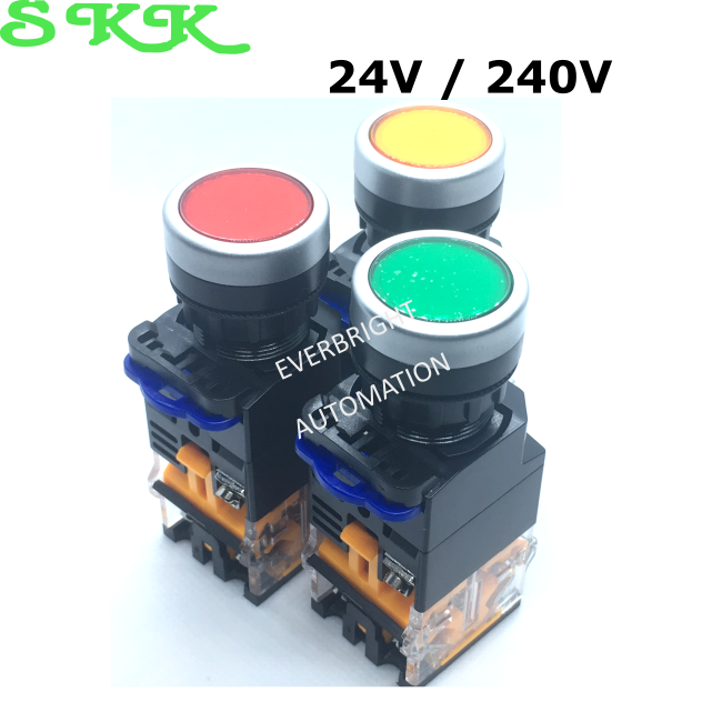 22mm LA38 24V / 240V Illuminated LED Round Alternate Latching Self Locking Push Button 1NO 1NC ...