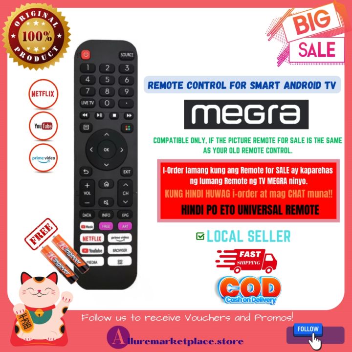 MEGRA Smart TV Remote Replacement Remote for MEGRA TV Remote Compatible ...