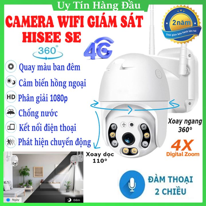 Camera Wifi Ngoài Trời, Camera Giám Sát Hisee SE, Camera Mini 4K Xoay 360 Độ, đàm thoại 2 chiều ...