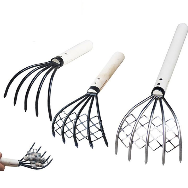 Clam Rake With Net 5 Claw Wood Handle Rake Shell Digging Tool Dig ...