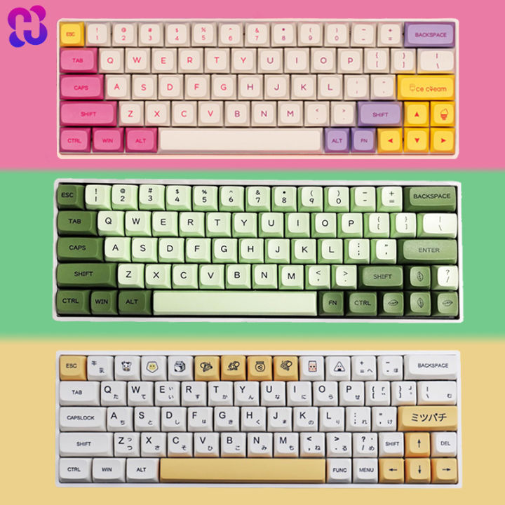 124/135 Keys Keycaps Honey Milk Matcha Ice Cream Macaron Japanese Theme ...