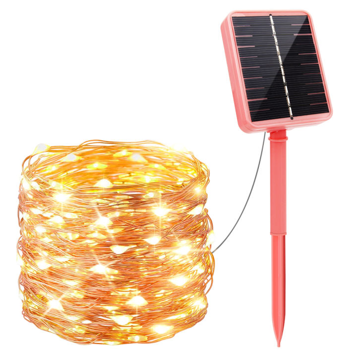 Pink solar outdoor copper wire string lamp, waterproof 42M 400LED 32M ...