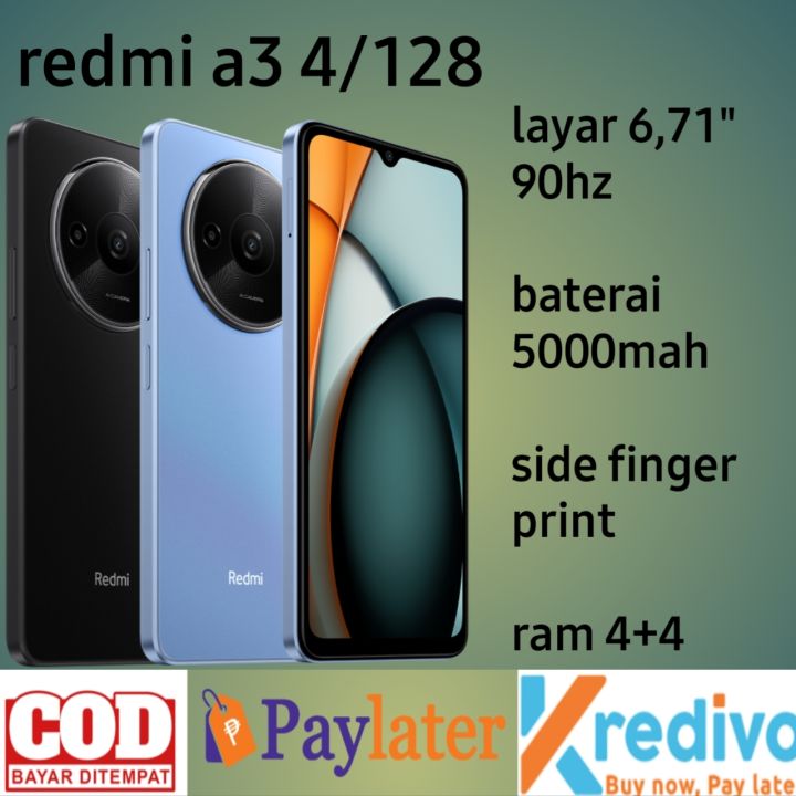 REDMI A3 4+4/128 10A 3/64 a2 3/32 BATERAI 5000MAH FINGERPRINT GARANSI ...