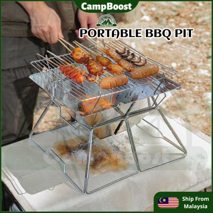 CampBoost Camping Portable BBQ Rack BARBECUE Pit Stainless Steel | Lazada