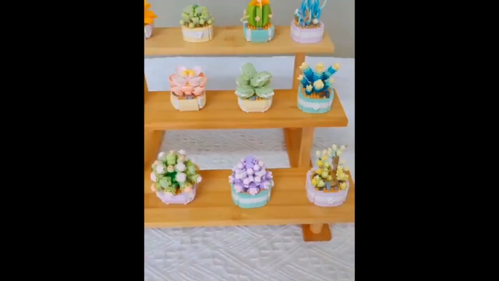 Mainan blok bangunan bunga DIY, blok bangunan nano, mainan pot bunga ...