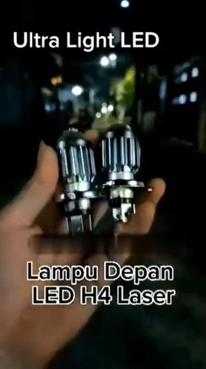LAMPU LED H4 LASER BOHLAM DEPAN UTAMA MOTOR LED KUALITAS SUPER TERANG WATERPROOF MOTOR 2 WARNA ...