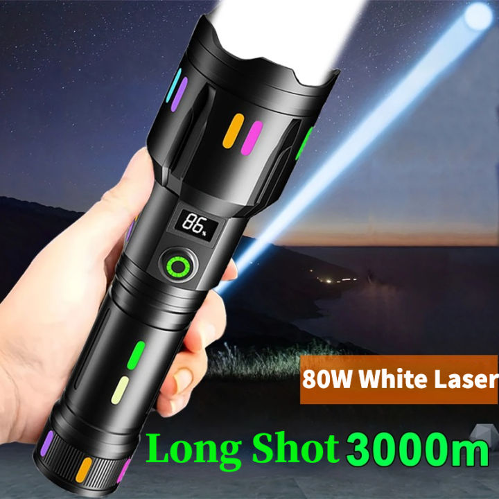 5000LM Long-Range White Laser Flashlight TYPE-C Rechargeable Camping ...