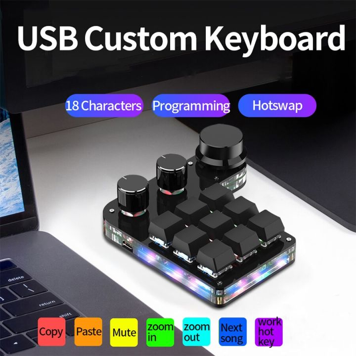 Mechanical Hotswap Macropad Macro OSU Custom 6 Keys Knob Mini USB RGB Keyboard Programming Paste ...