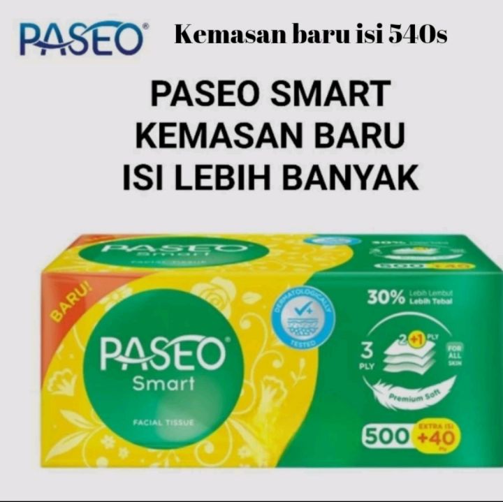 Paseo Smart Tissue 540 sheet (3ply) / Tissue Nice 360 helai & 250 sheet ...
