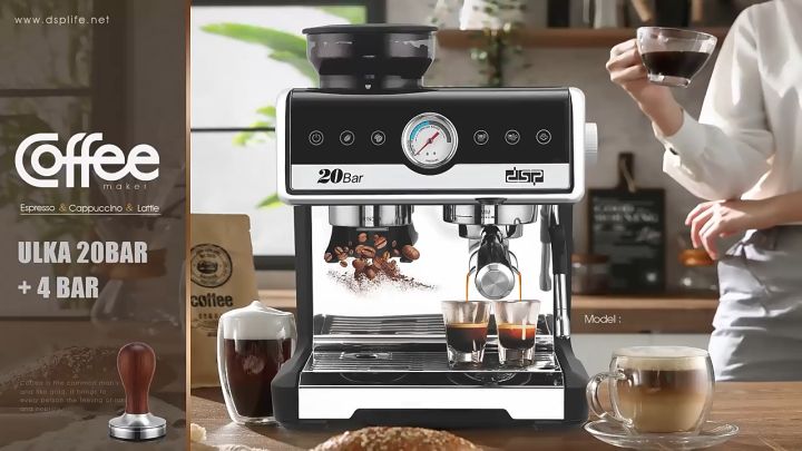 Máy pha cà phê bán tự động cao cấp thương hiệu DSP KA3107 - Áp suất 20bar - Hàng Nhập Khẩu Chính ...