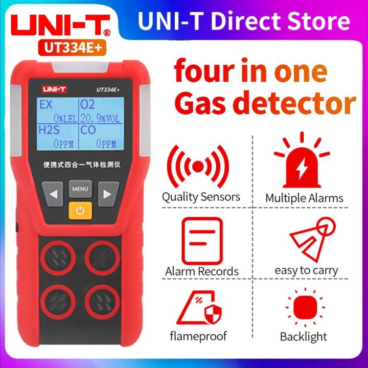 UNI-T UT334E+ Multi Gas Detector Gas Meter O2 H2S CO LEL Oxygen ...