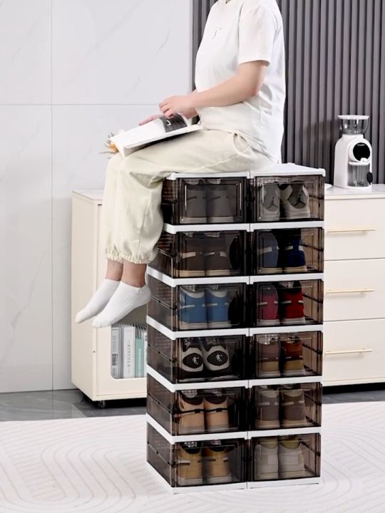 Foldable Shoe Storage Box Dustproof Shoe Rack Organizer Transparent ...
