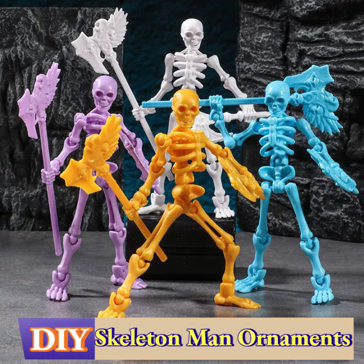 DIY Skeleton Human Model Skull Full Body Mini Figure Toy Posable Skull ...