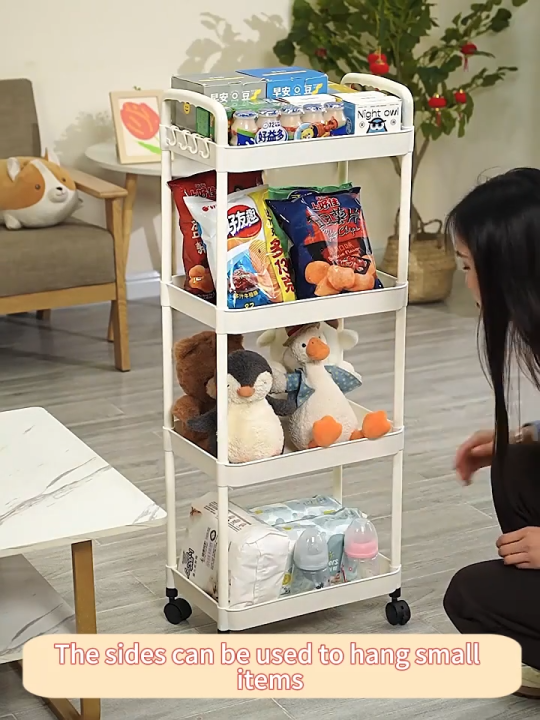 3/4/5 layer Moving Rack Kitchen Storage Shelf Home Bedroom Bathroom ...