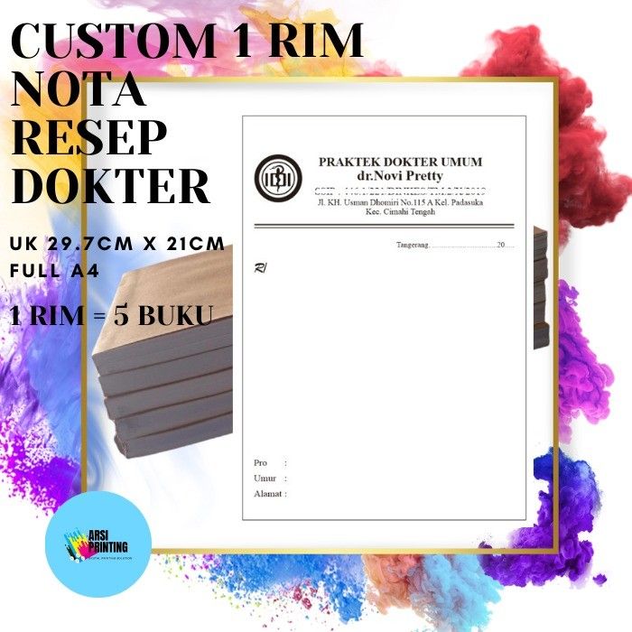 CUSTOM NOTA RESEP DOKTER UKURAN FULL KERTAS HVS A4 | Lazada Indonesia
