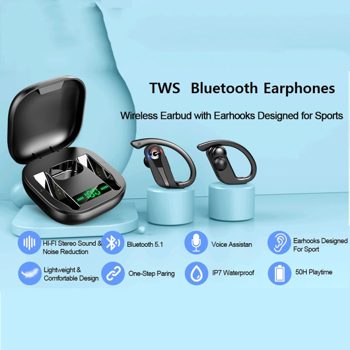 Bluetooth 5.1 Earphone Sport Stereo Waterproof Wireless Headphone Low ...