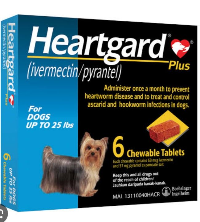 Heartgard Plus (Ivermectin/Pyrantel) up to 25 lbs (up to 11.36 kgs) 1 ...