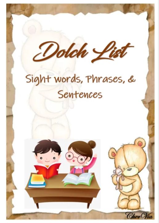 Dolch List Sight Words, Phrases, and Sentences (34 pages) free bookbind ...