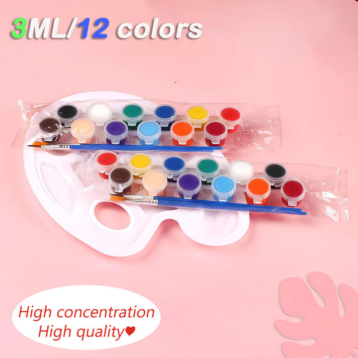 6/12 Colors Acrylic Paint Set Oil Watercolor Pigments Quality Vibrant ...