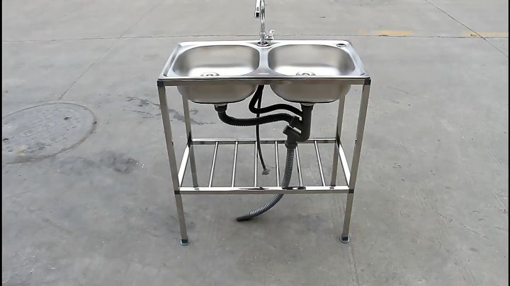 DOKIO Stainless Kitchen Sink With Faucet Stand Shelf Portable Sink ...