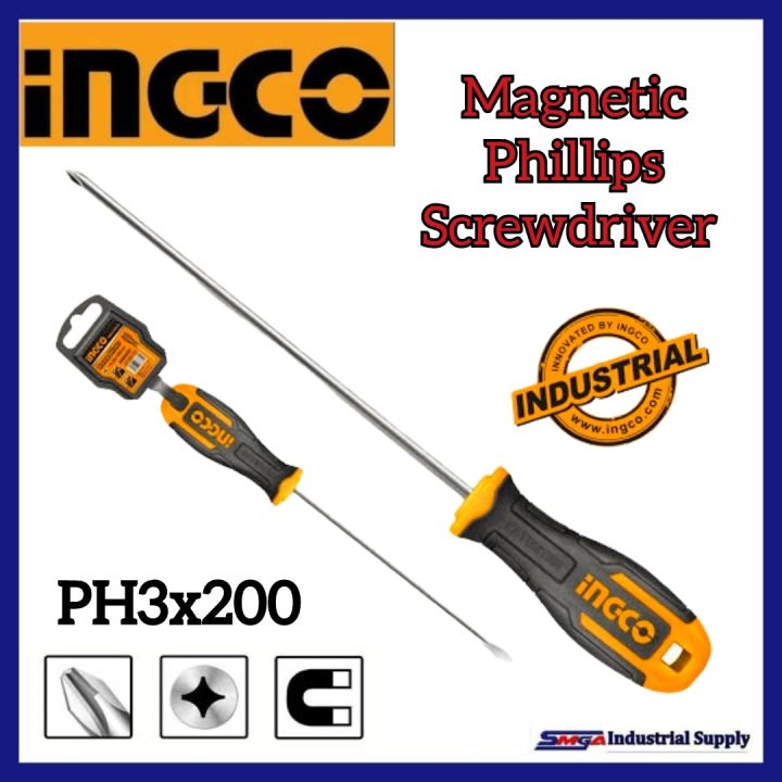 Ingco Original Phillip Screwdriver Round Shank PH3 6x200mm HS68PH3200 ...