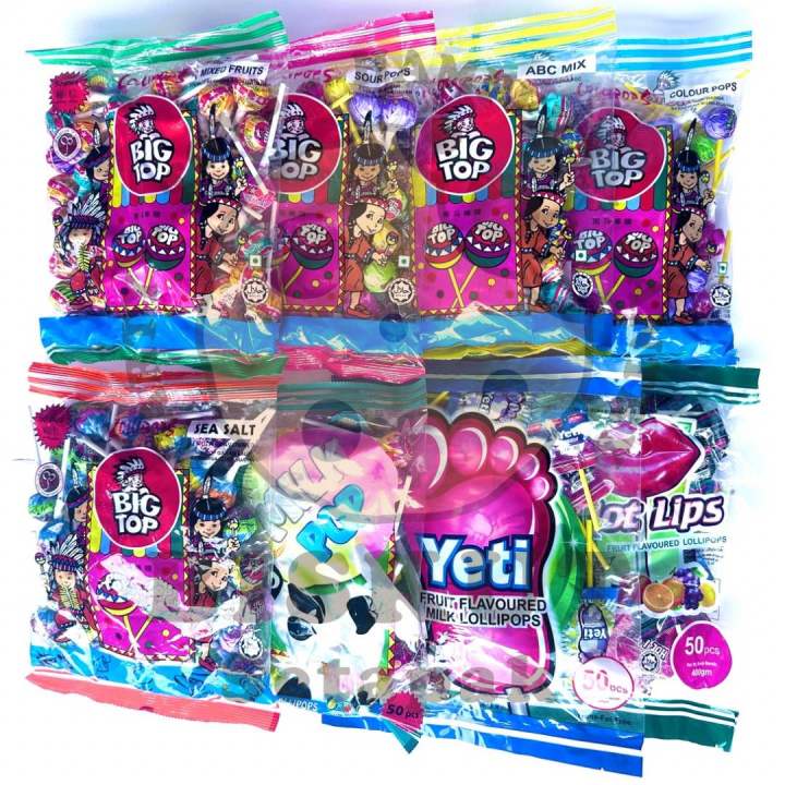 BIG TOP LOLLIPOP GULA GULA CANDY 50 PCS MIXED FRUITS - SOUR POPS - ABC ...