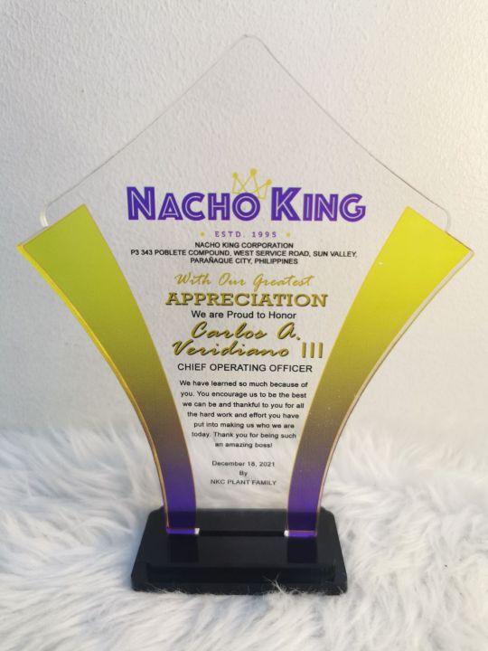 6MM ACRYLIC CUSTOMIZED PLAQUE/TROPHY AWARDS | Lazada PH