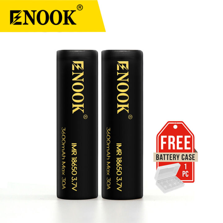ENOOK 2PCS Rechargeable Battery 18650 3600mAh 3.7V Li-ion 30A Discharge ...