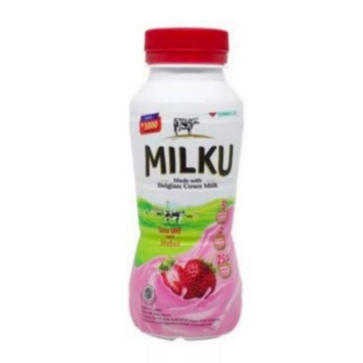 Milku susu UHT rasa Strawberry botol 200 ml | Lazada Indonesia