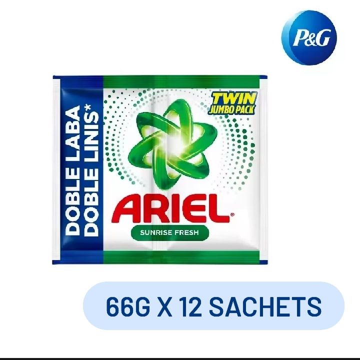 Ariel Base Powder Sunrise Fresh Laundry Detergent 66 Grams X 12sachets ...