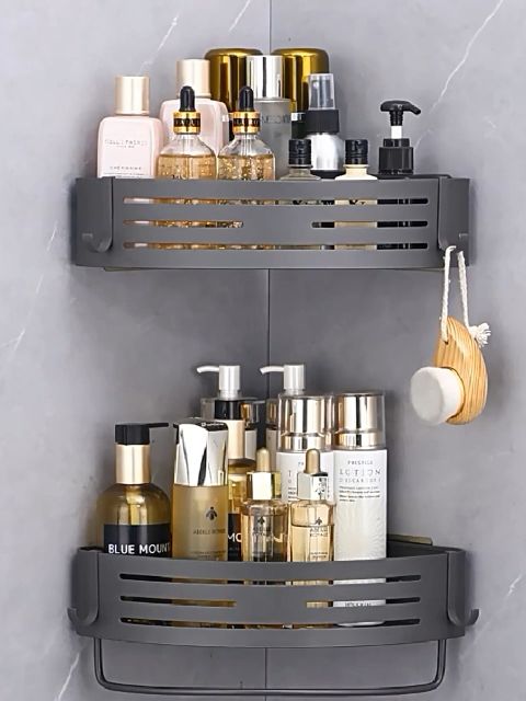 Punch-Free Bathroom Corner Shelf Corner Rack Bathroom Organizer Rack ...