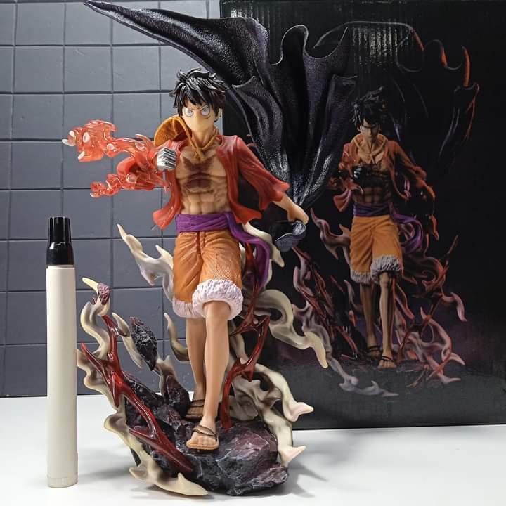 mainan static figure one piece monkey d luffy black cape with smoke ...