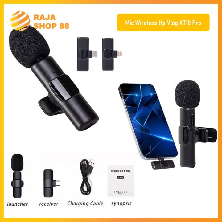 Microphone Wireless Mini Clip On KT10 Pro Mic Youtuber Vlogger For ...
